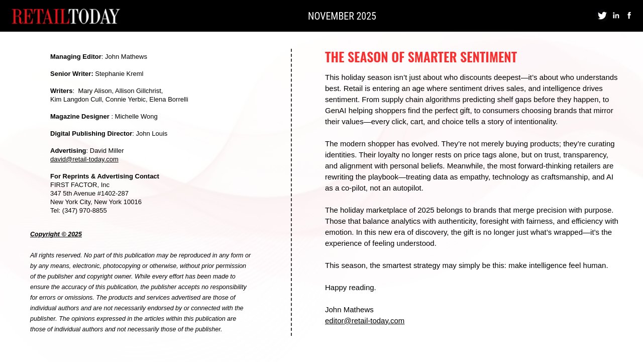 Table of contents - Holiday Season 2025